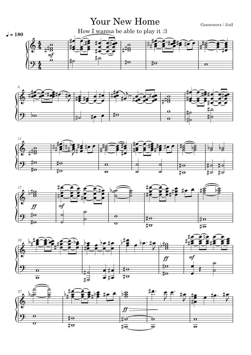Your New Home – Gooseworx Sheet music for Piano (Solo) | Musescore.com