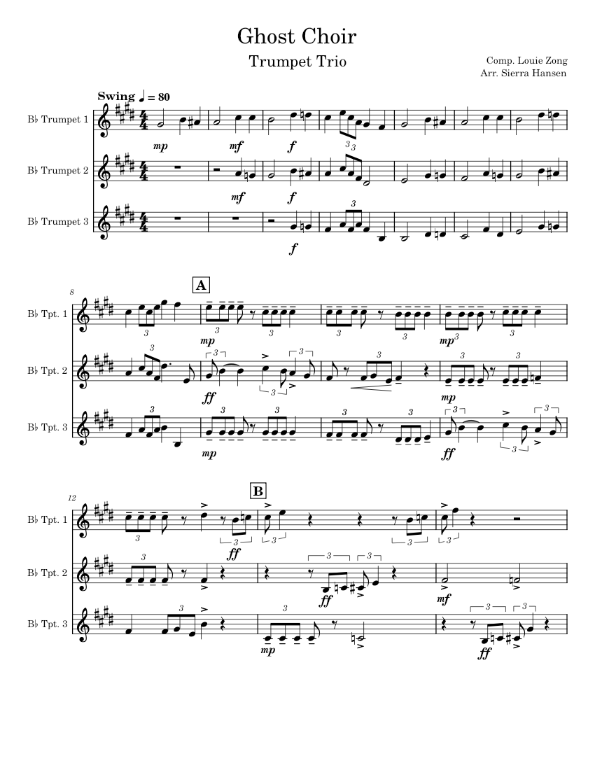 Ghost Choir – Louie Zong Sheet music for Trumpet in b-flat (Brass Trio ...