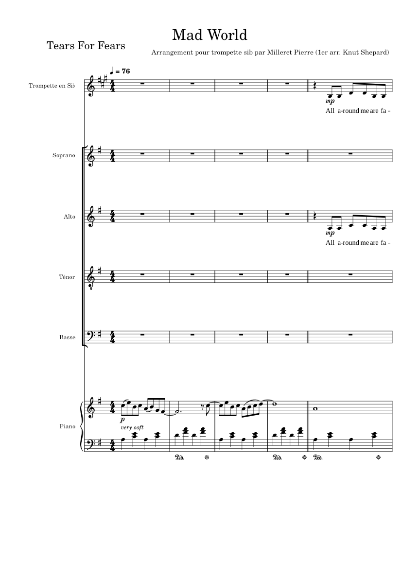 Mad world – Tears for Fears Tears For Fears - Mad World- accompagnement pour trompette sib Sheet ...