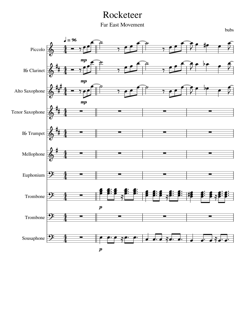Rocketeer Sheet music for Trombone, Euphonium, Mellophone, Flute piccolo & more instruments ...