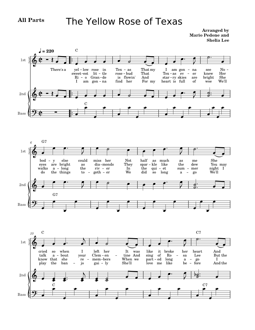 The yellow rose of texas – Misc Traditional Sheet music for Accordion ...