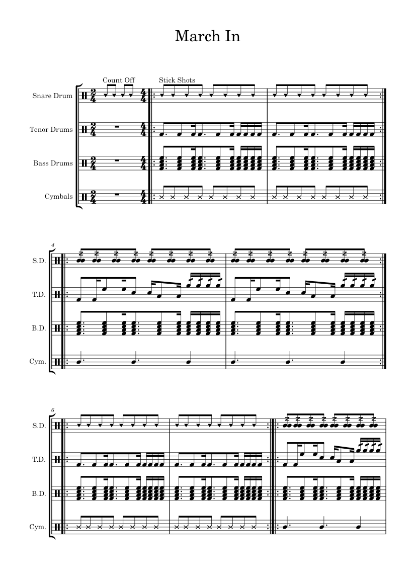 March In Sheet music for Snare drum, Crash, Tenor drum, Bass drum ...