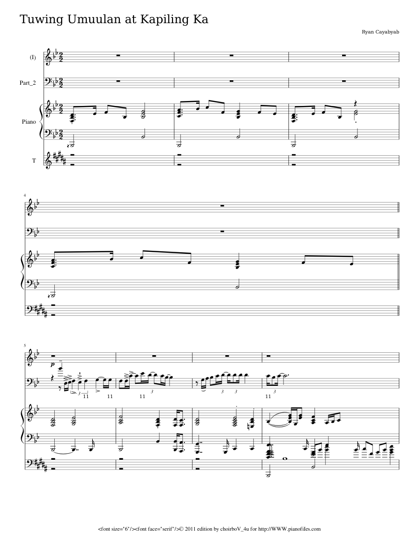 Tuwing Umuulan – Ryan Cayabyab Sheet Music for Piano, Vocals (SATB ...