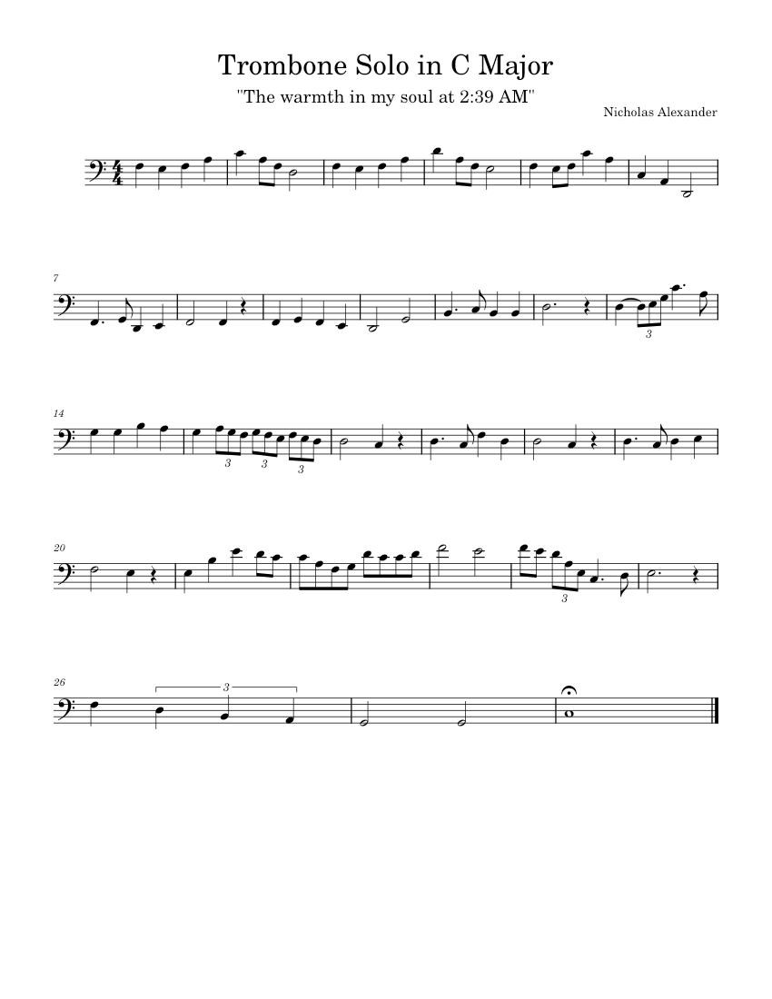 Trombone Solo in C Major - Nicholas Alexander Sheet music for Trombone ...