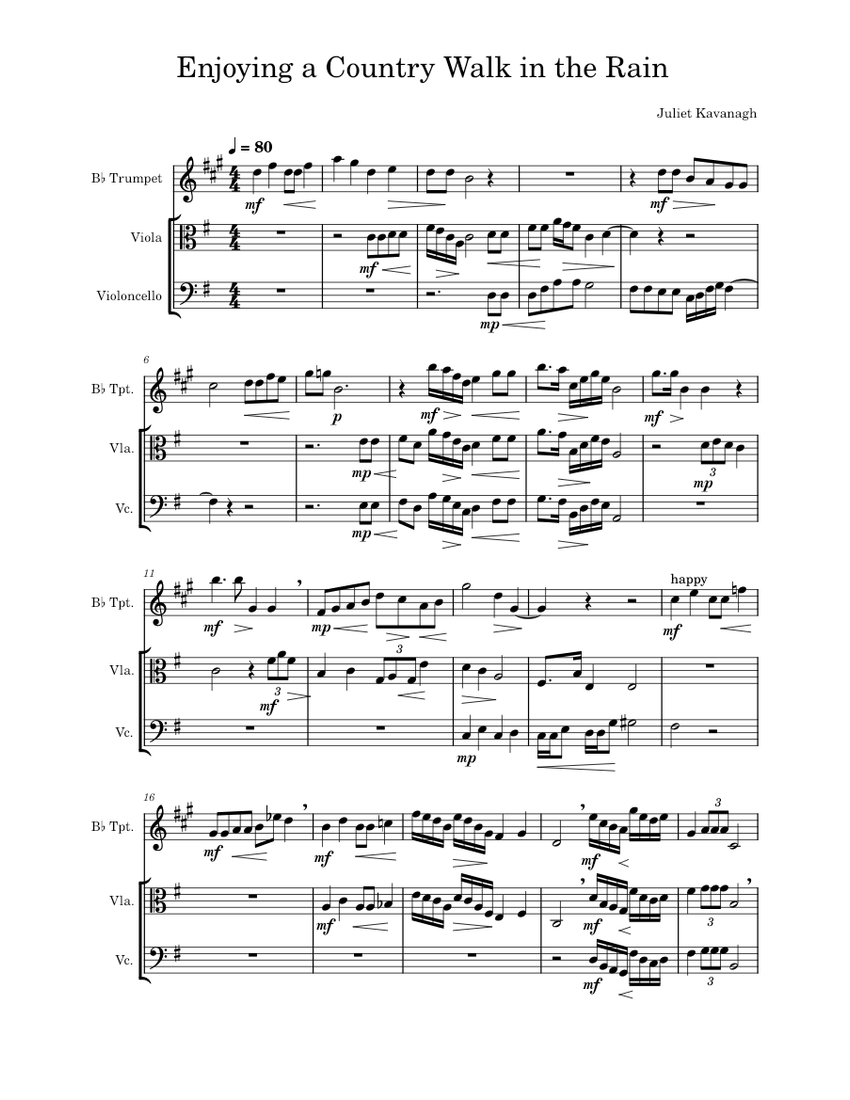 Enjoying a Country Walk in the Rain Sheet music for Trumpet in b-flat ...