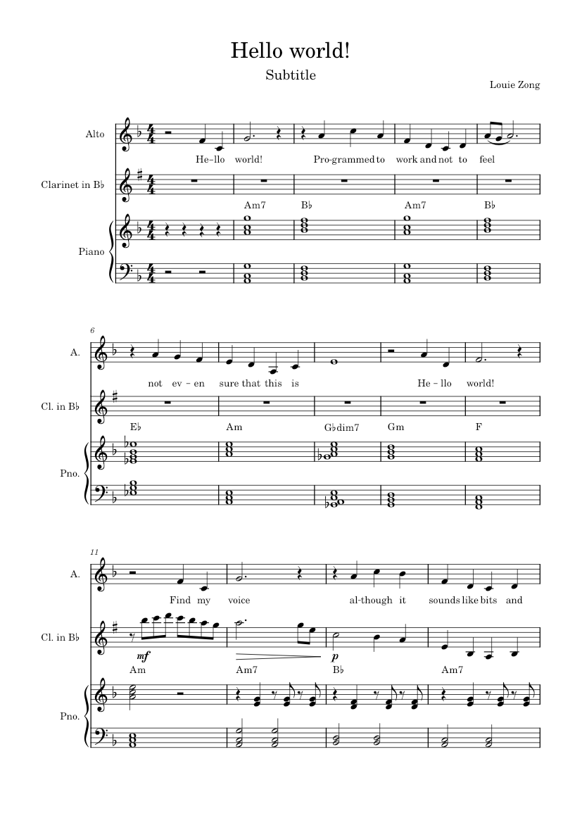 Hello world – Louie Zong Hello World! by Louie Zong Sheet music for ...