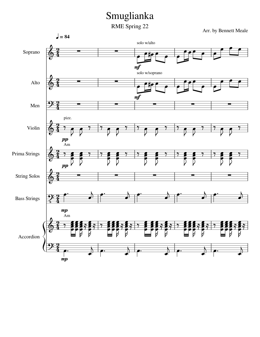 Smuglianka Sheet music for Soprano, Alto, Accordion, Male & more ...
