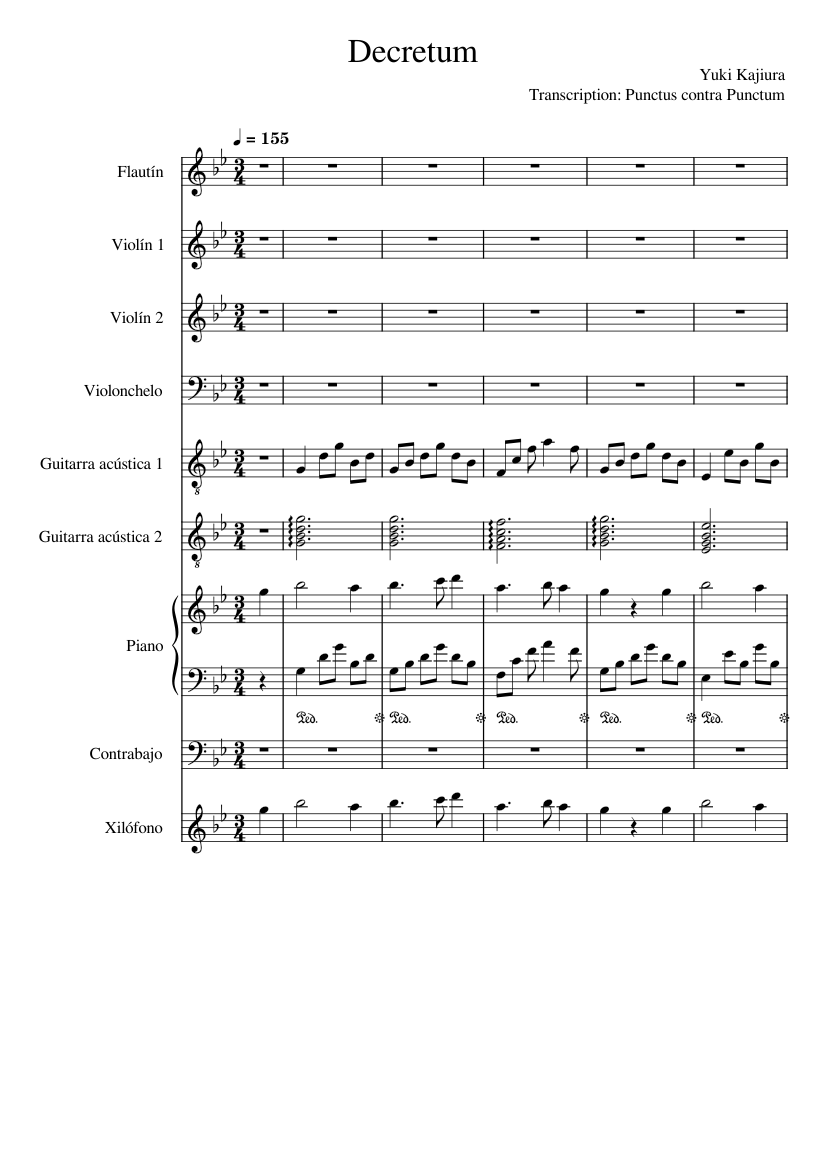 Decrectum Sheet music for Piano, Flute piccolo, Contrabass, Violin ...