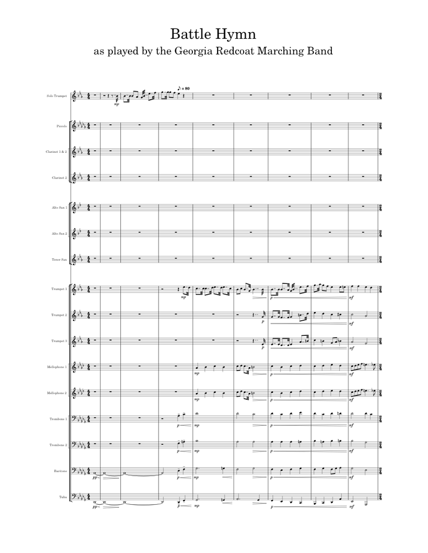 Battle Hymn (Redcoats Arrangement) Sheet music for Trombone, Euphonium ...
