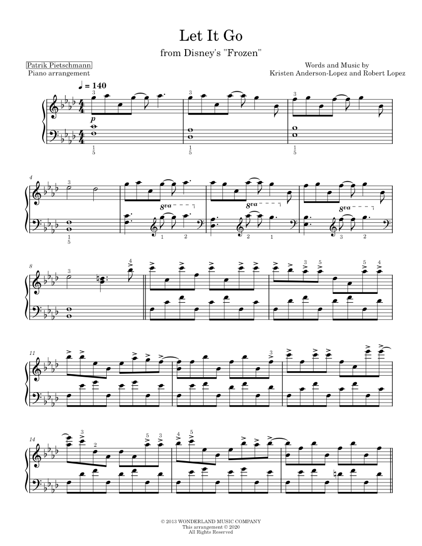 Let It Go – Kristen Anderson-Lopez & Robert Lopez - Arrangement by ...