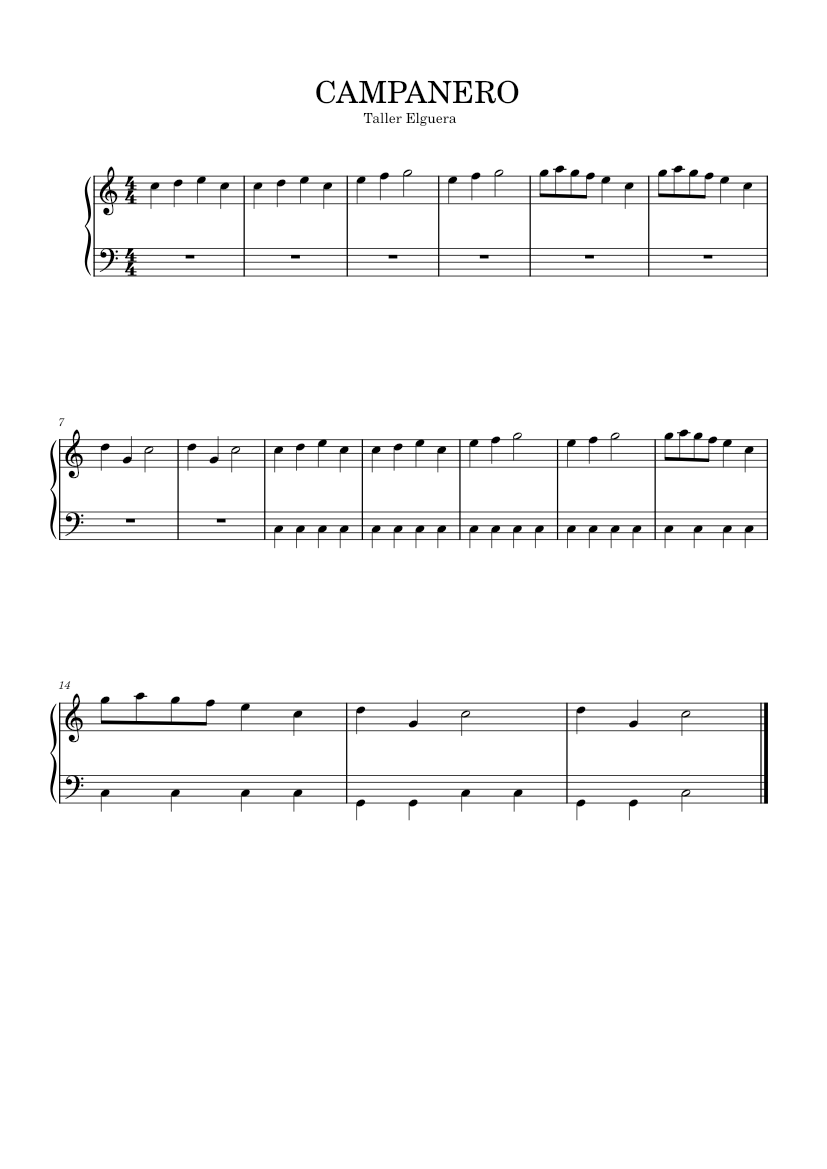 CAMPANERO Sheet music for Piano (Solo) Easy | Musescore.com
