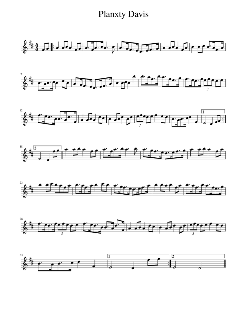 Planxty Davis Sheet music for Piano (Solo) | Musescore.com