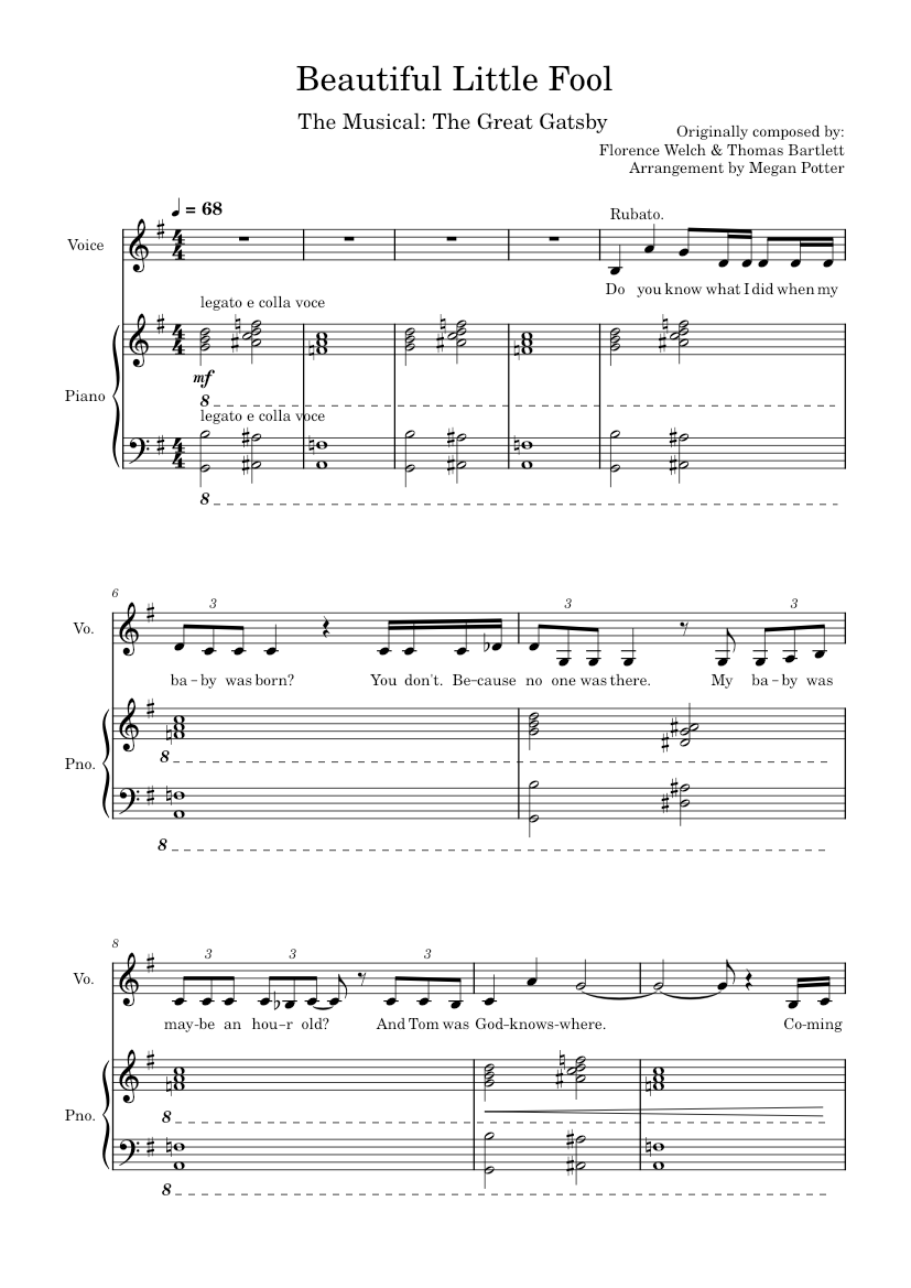 Beautiful Little Fool – Florence Welch and Thomas Bartlett Sheet Music ...