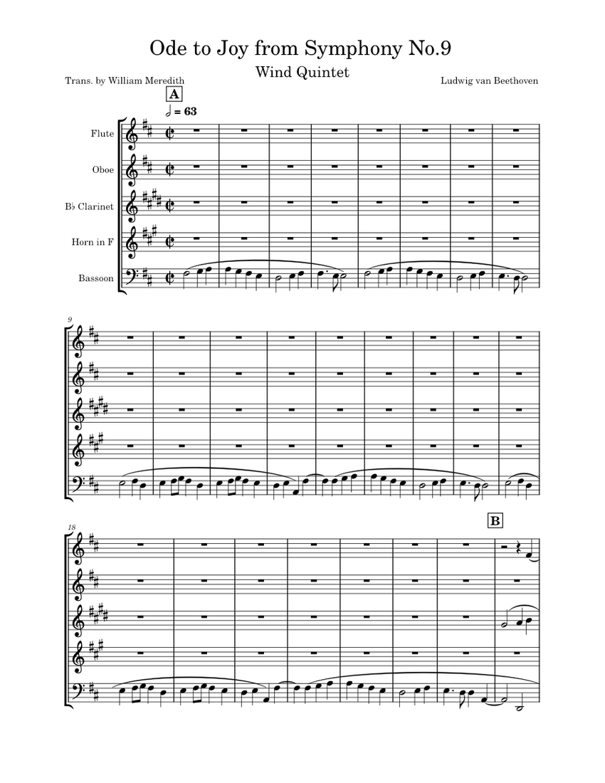 Ode To Joy from Symphony No.9 – Ludwig van Beethoven/William Meredith ...