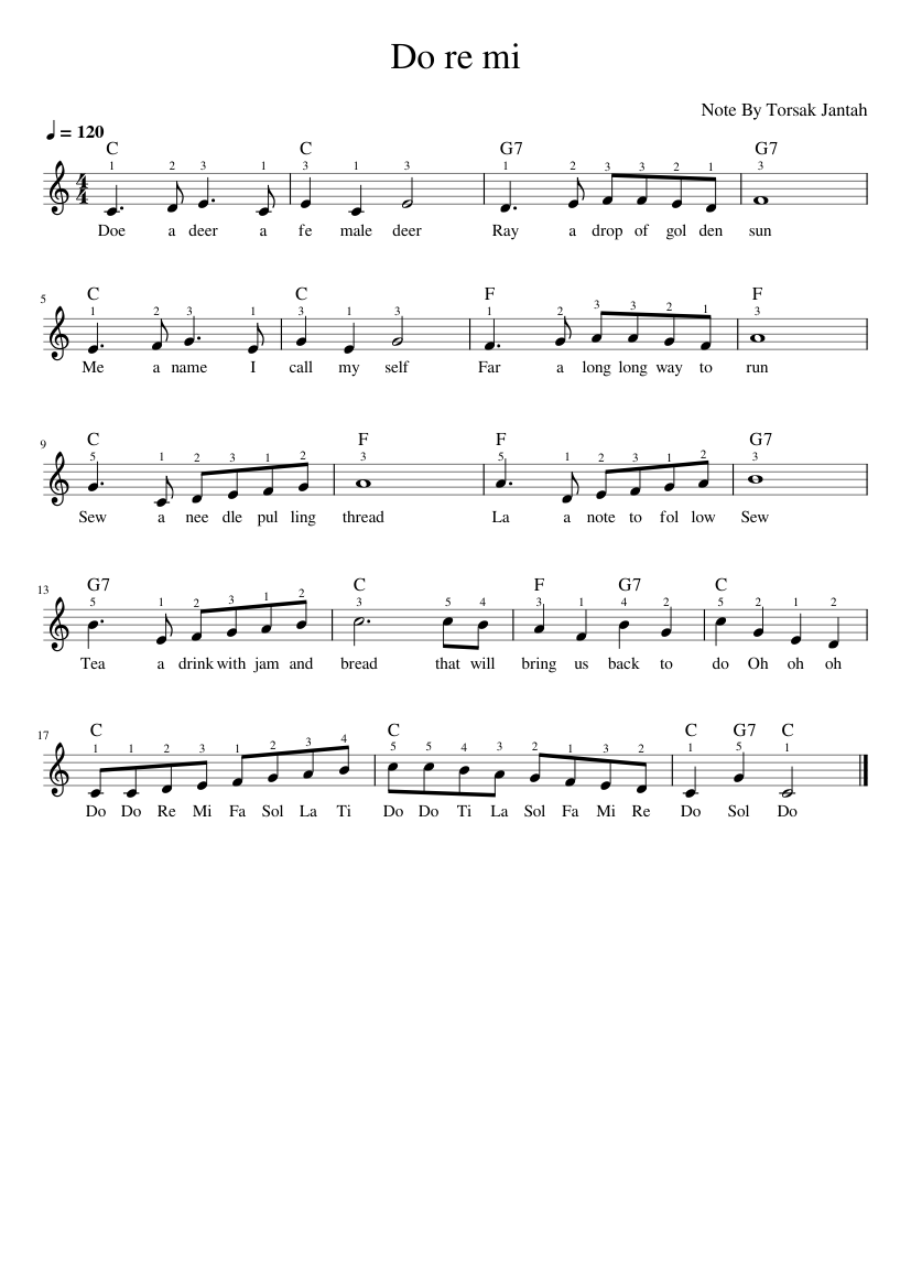 Do re mi-Chords-Lyric Sheet music for Piano (Solo) Easy | Musescore.com