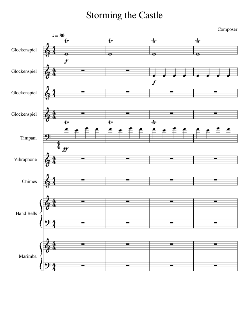 Storming the Castle Sheet music for Timpani, Vibraphone, Glockenspiel ...