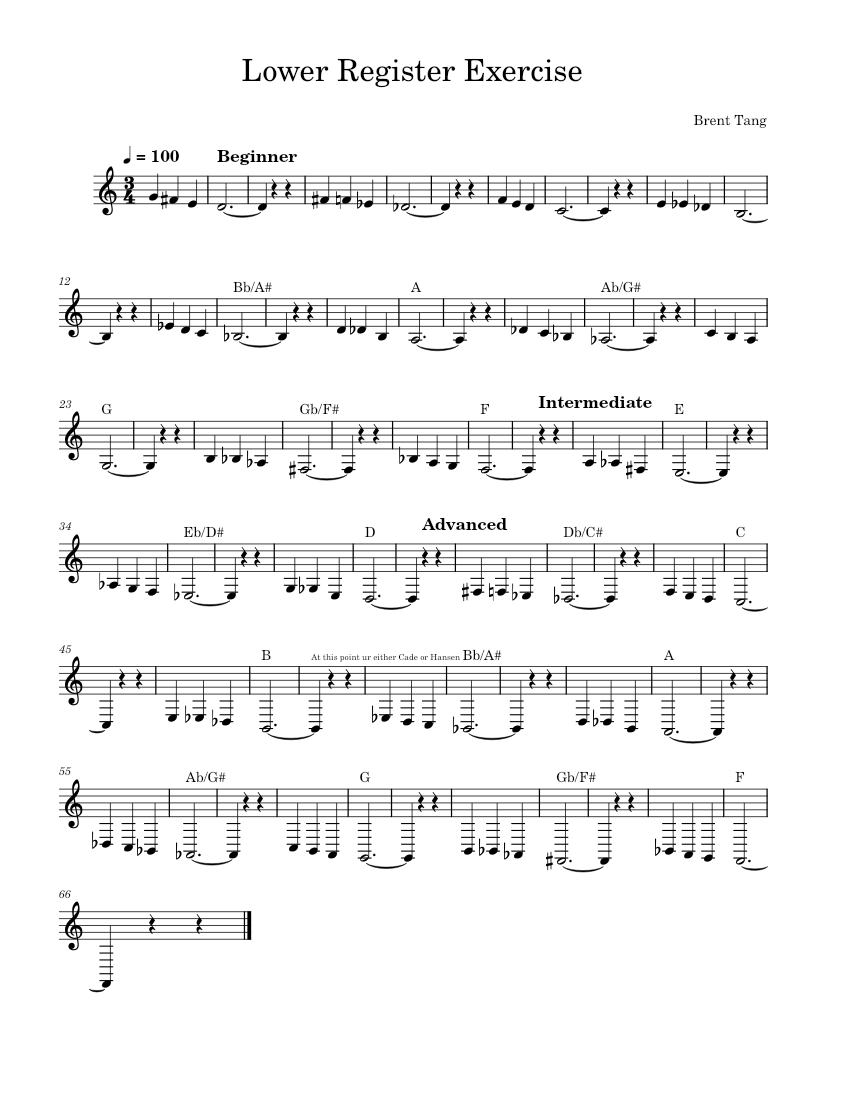 Lower Register Exercise Sheet music for French horn (Solo) | Musescore.com
