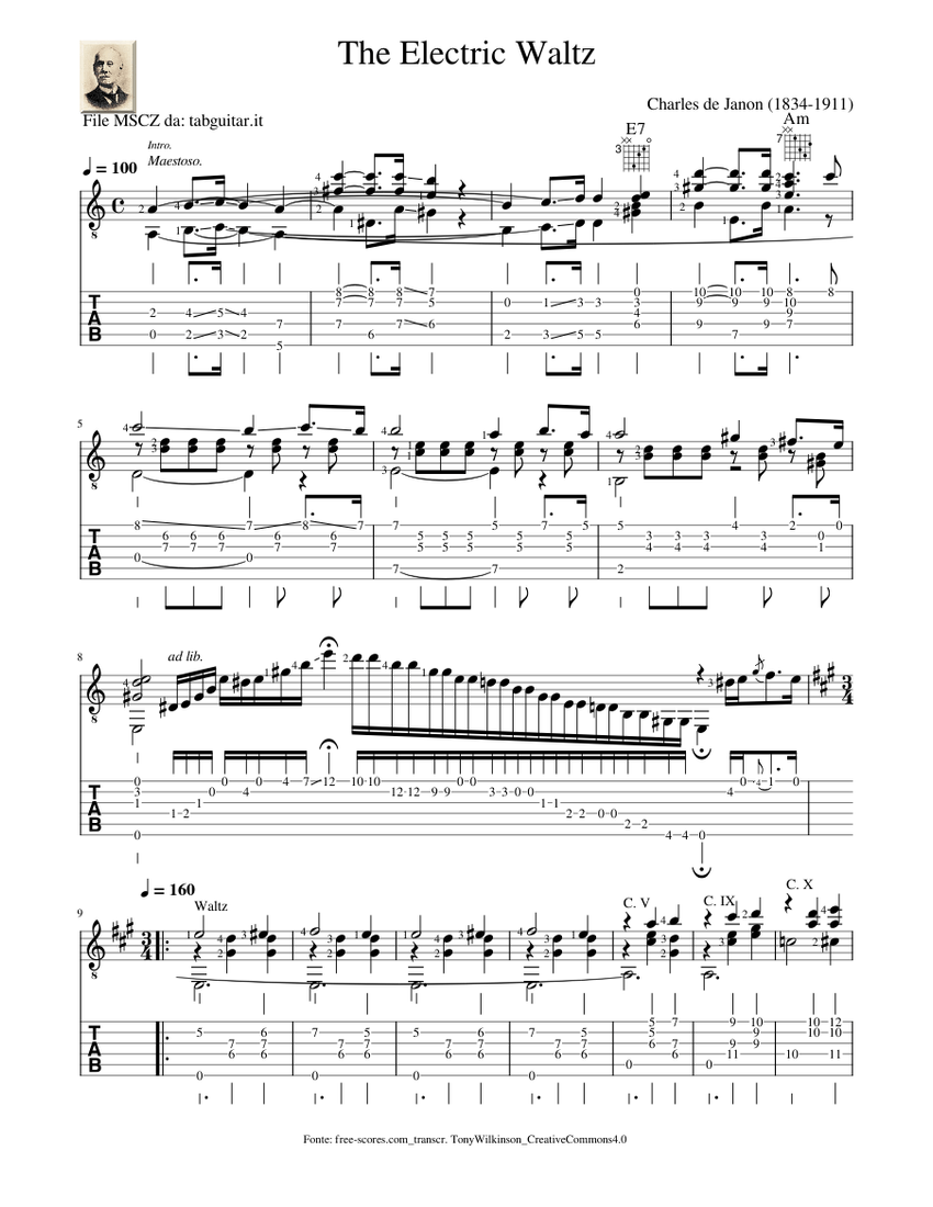 The Electric Waltz – Charles de Janon Sheet music for Guitar (Solo ...