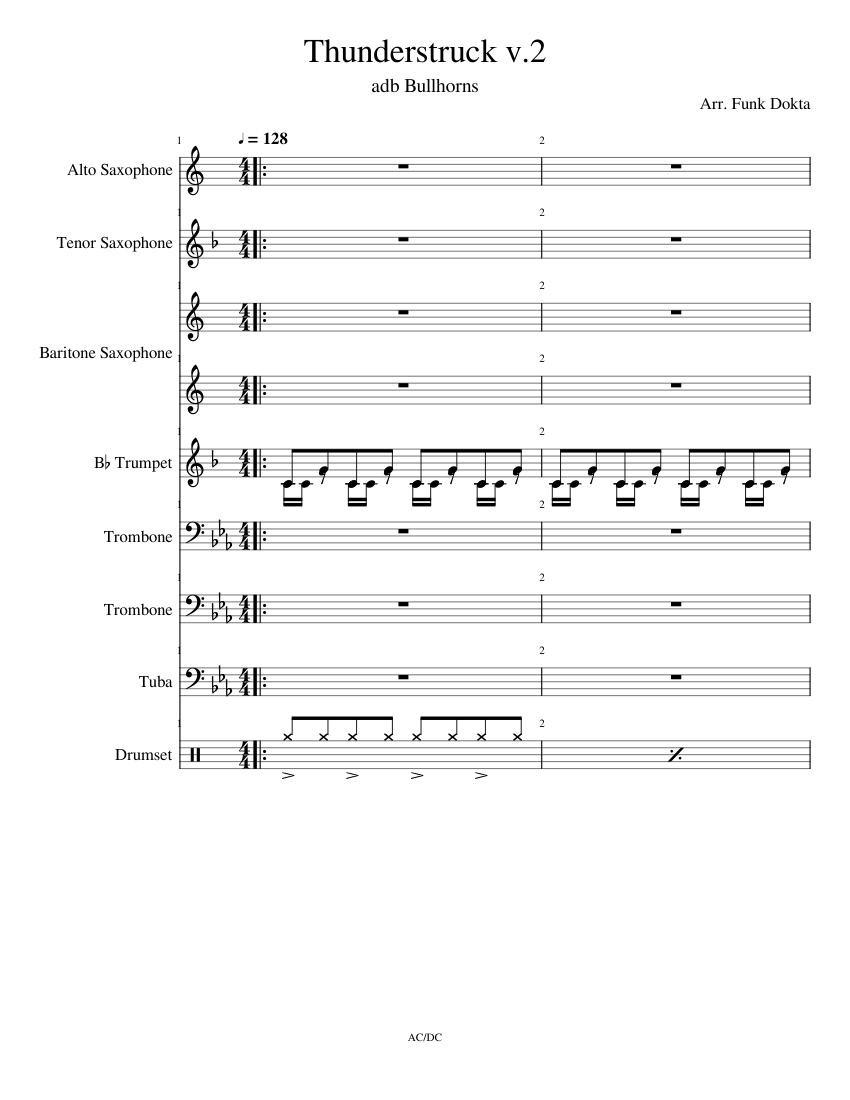 Thunderstruck (WIP) Sheet music for Trombone, Tuba, Saxophone alto, Saxophone tenor & more ...