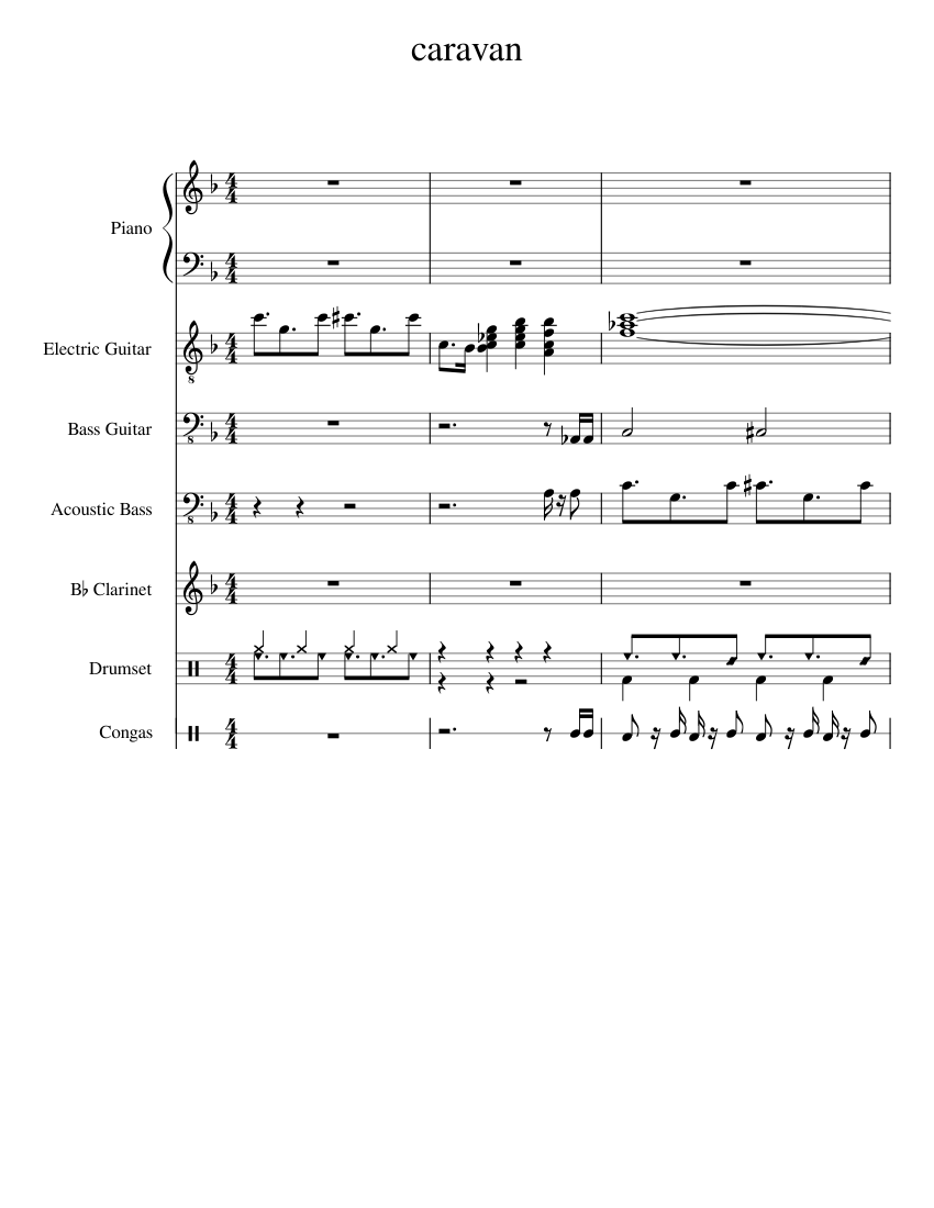 Caravan – Duke Ellington caravan Sheet music for Piano, Clarinet in b ...