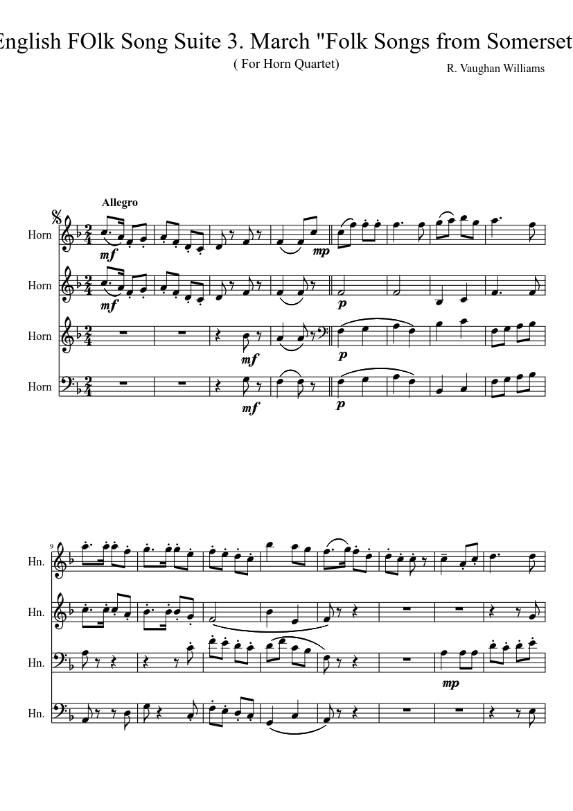 English Folk Song Suite 3. March "Folk Songs from Somerset" Sheet Music ...