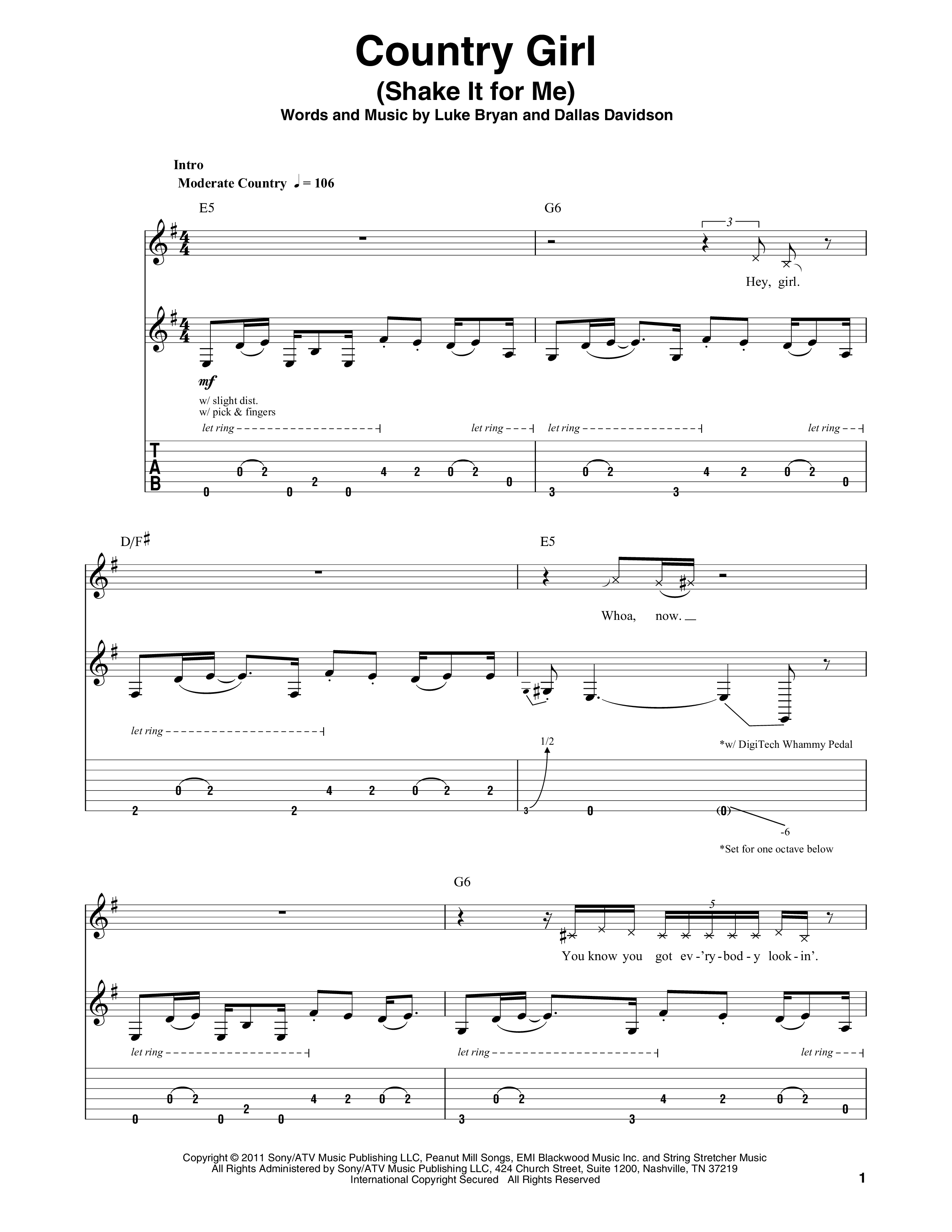 Play Official version of Country girl shake it for me Sheet Music by ...