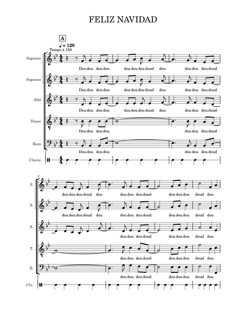 Feliz Navidad - MuseScore Sheet music for Soprano, Alto, Tenor, Bass ...