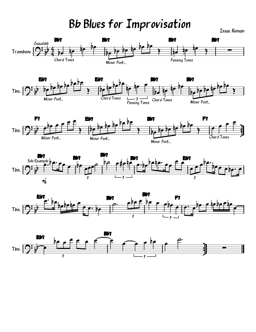 Bb Blues for Improvisation Sheet music for Trombone (Solo) | Musescore.com