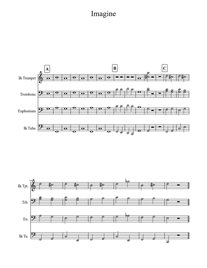 Imagine Brass Sheet music for Trombone, Tuba, Trumpet (Mixed Trio ...