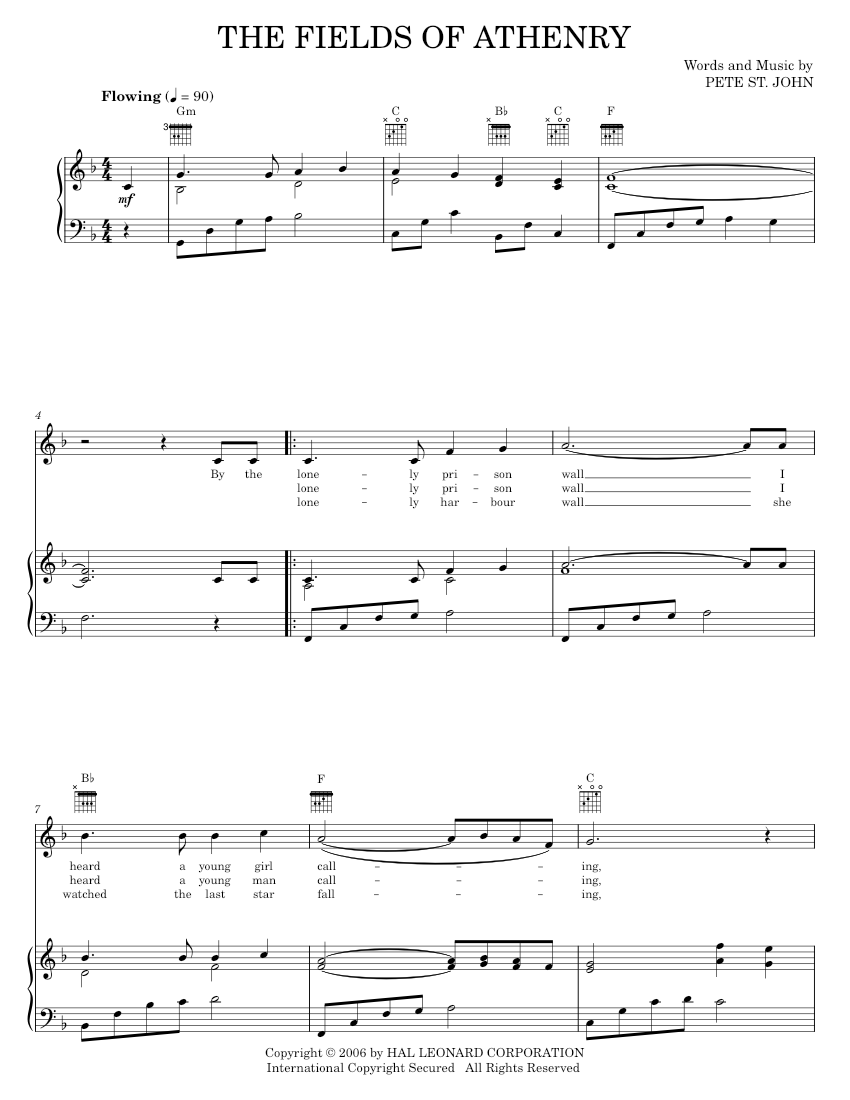 Play Official version of The fields of athenry sheet music by Pete St ...