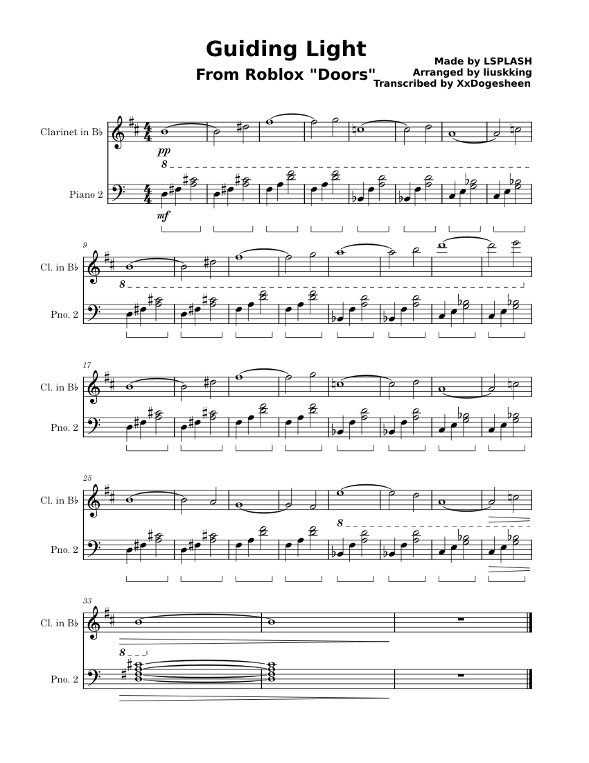 Guiding Light - LSPLASH - Clarinet and Piano DUET Sheet music for Piano ...