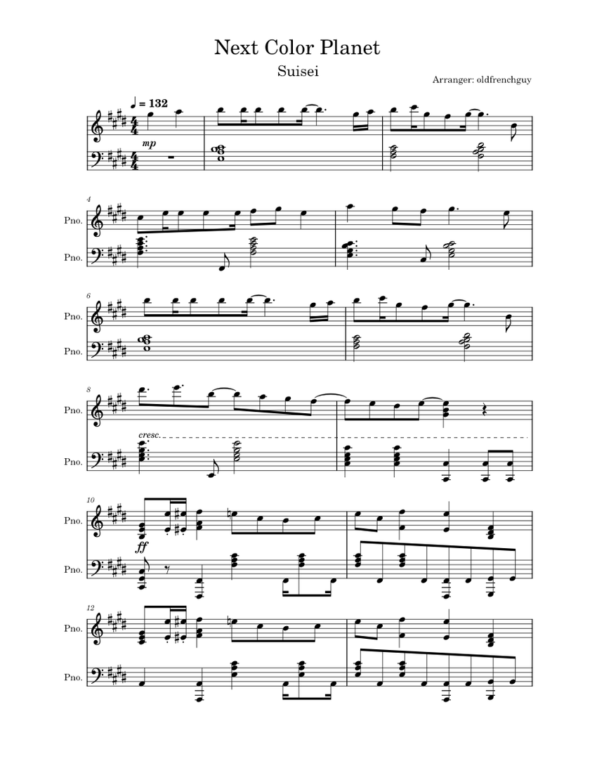 Next Color Planet - Suisei Sheet music for Piano (Piano Duo ...