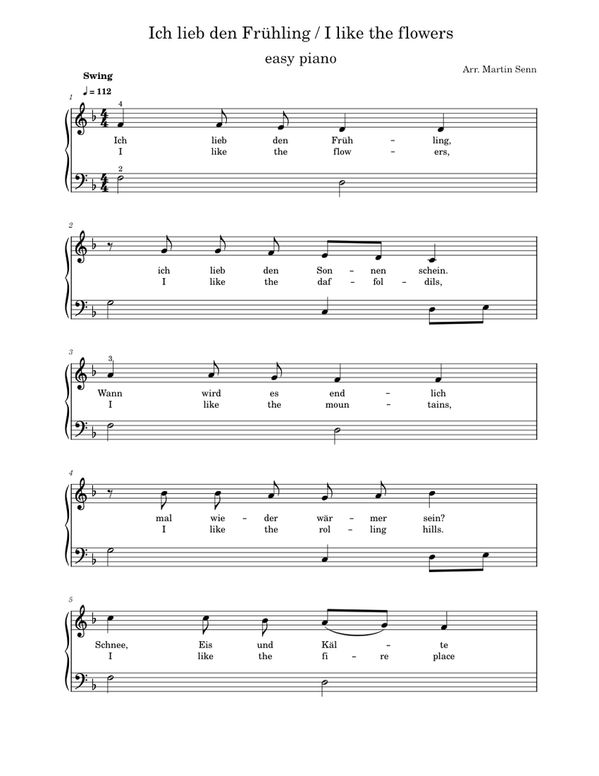 I like the flowers ich lieb den frühling – Misc Traditional Sheet music ...