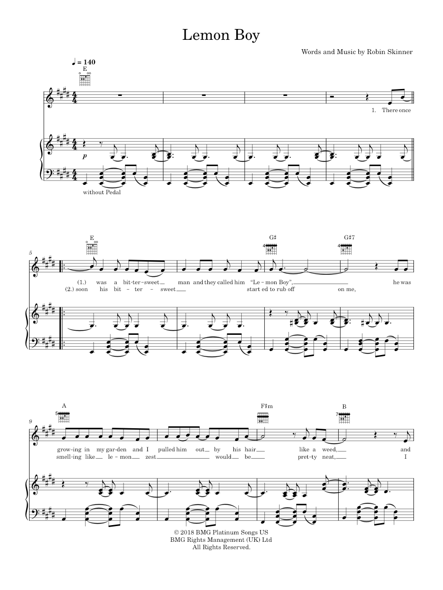 lemon boy Sheet music for Piano, Vocals by cavetown Official ...