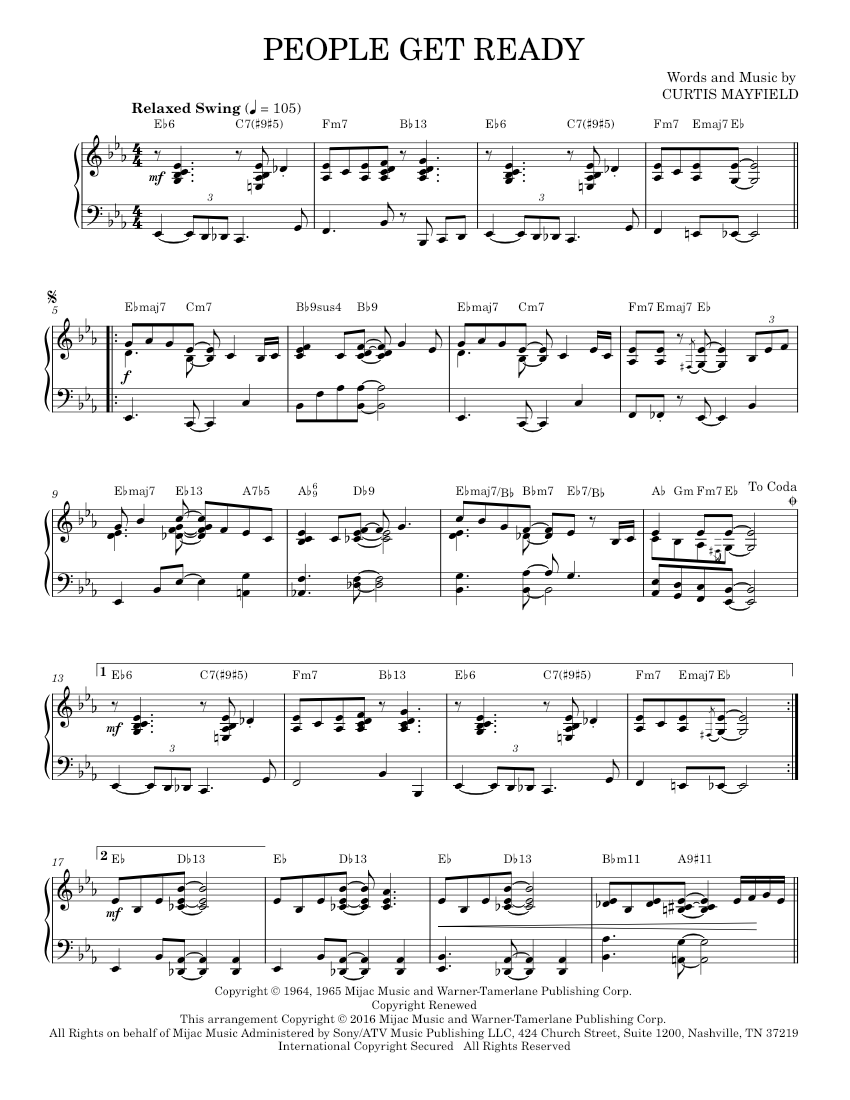 Play Official version of People Get Ready Sheet Music by Bob Marley for ...