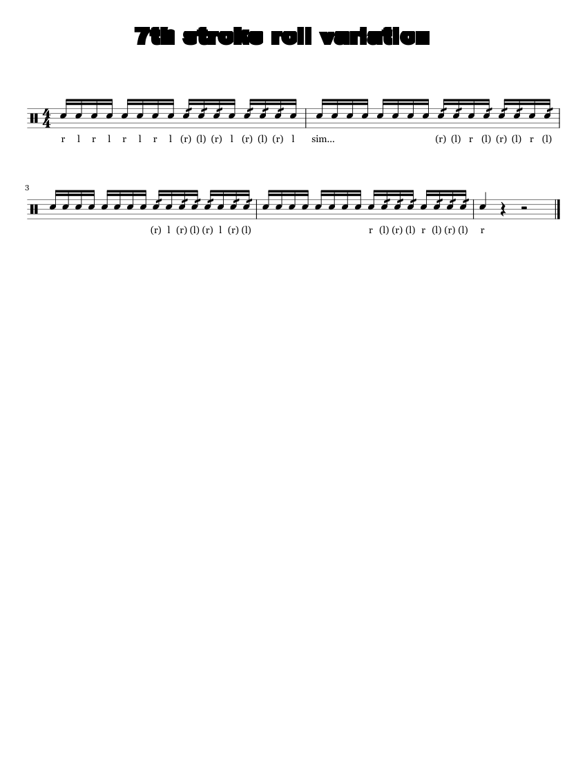 7th_stroke_roll_variation Sheet music for Snare drum (Solo) | Musescore.com