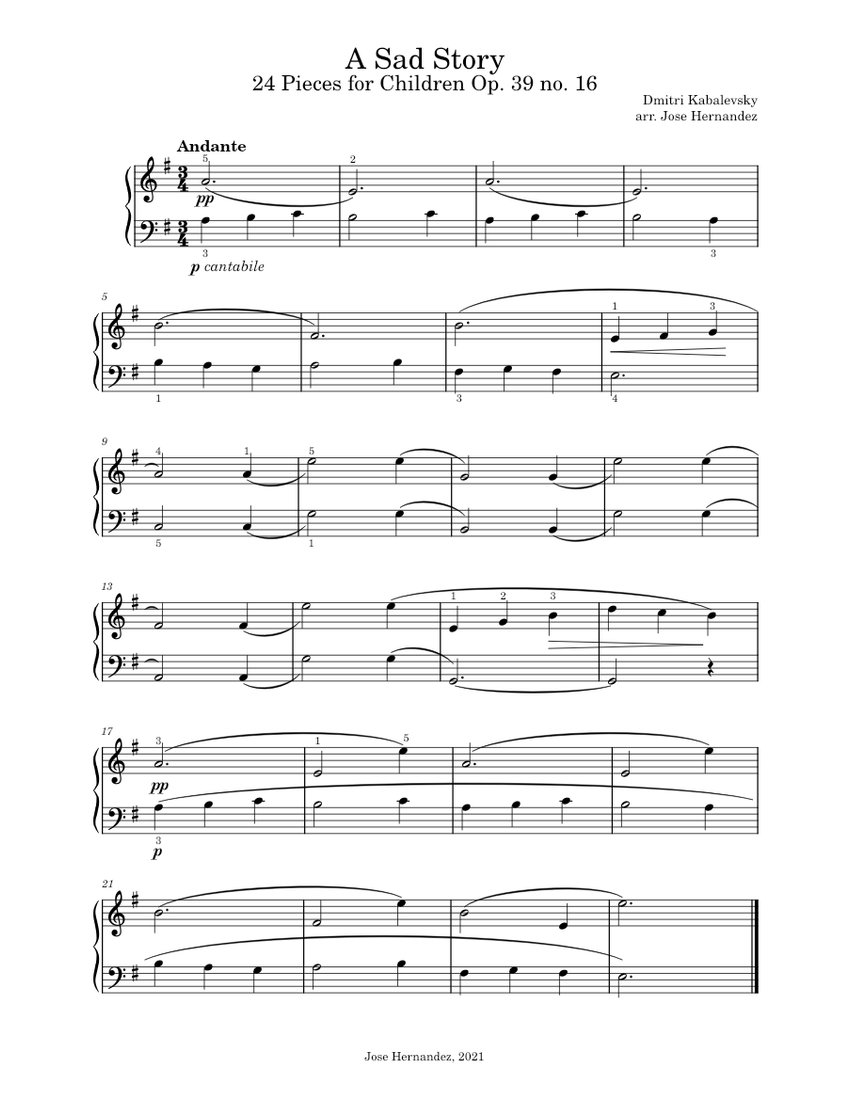 A Sad Story 24 Pieces for Children, op.39 no. 16 – Dmitry Kabalevsky ...