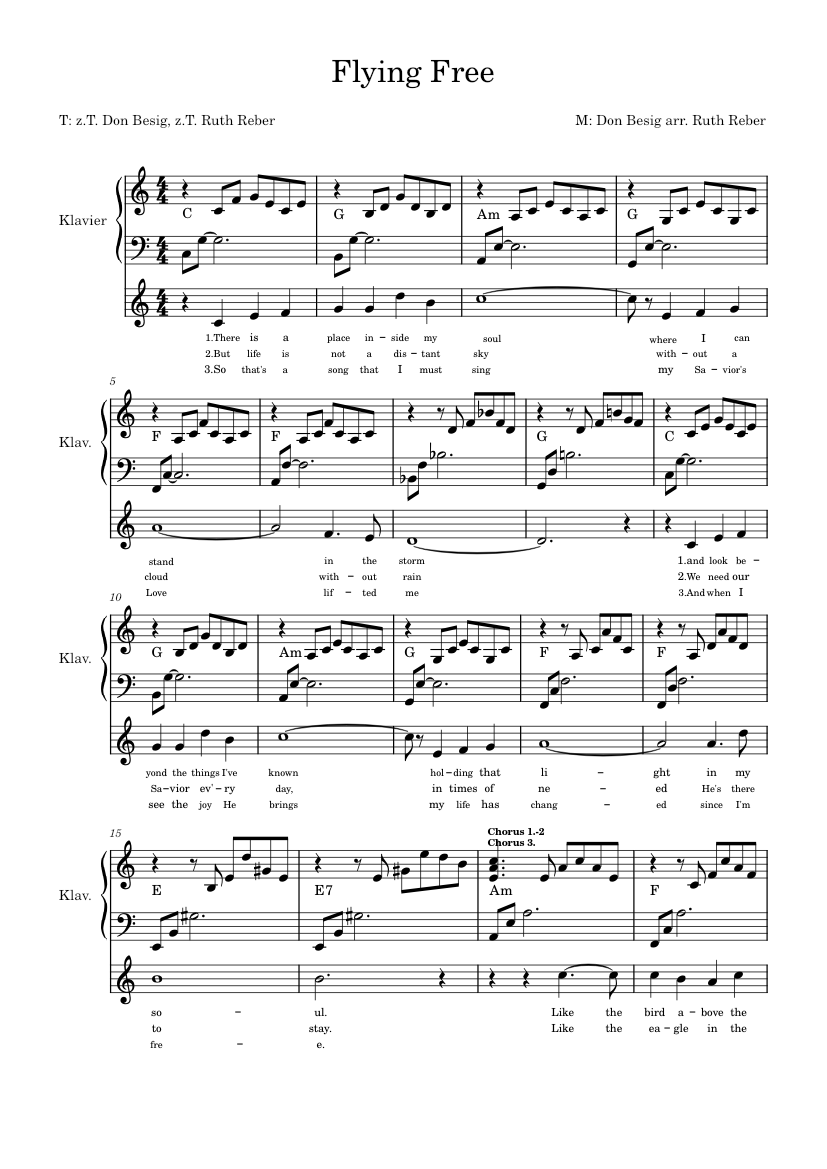 Flying Free – Don Besig Flying Free Klavier Sheet music for Piano ...