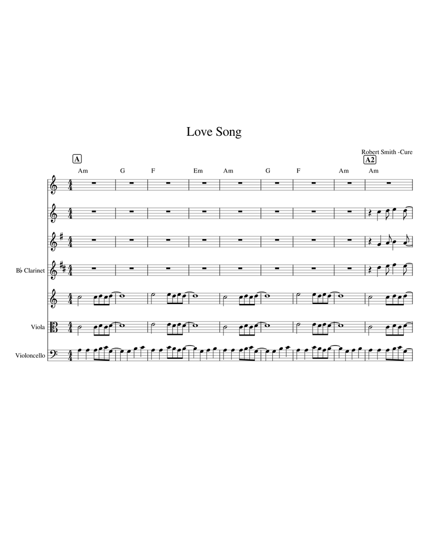 Love_Song Sheet music for Flute, Clarinet in b-flat, French horn ...