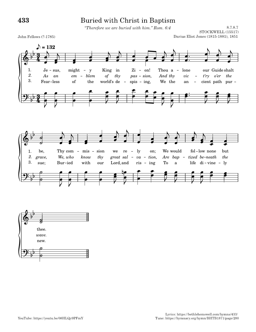 0433 Buried with Christ in Baptism Sheet music for Piano (Solo) Easy ...