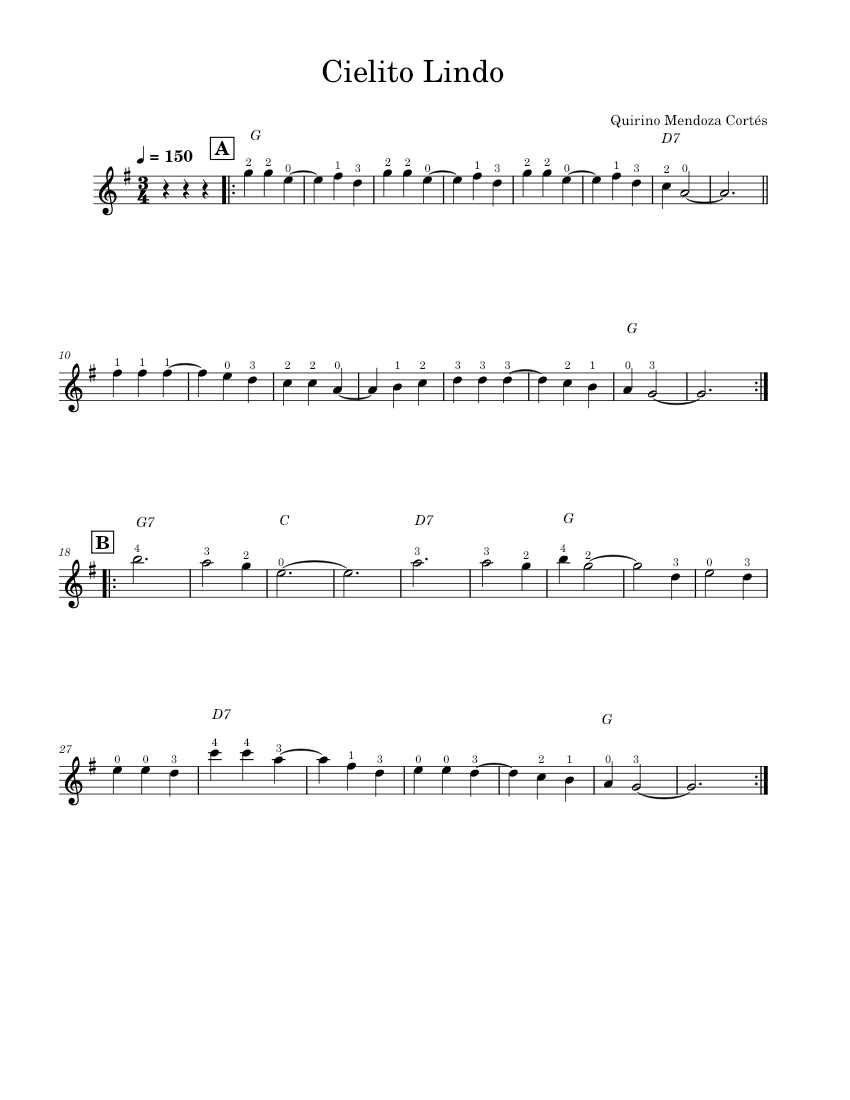 Cielito lindo – Misc Traditional Cielito Lindo Sheet music for Violin (Solo) | Musescore.com