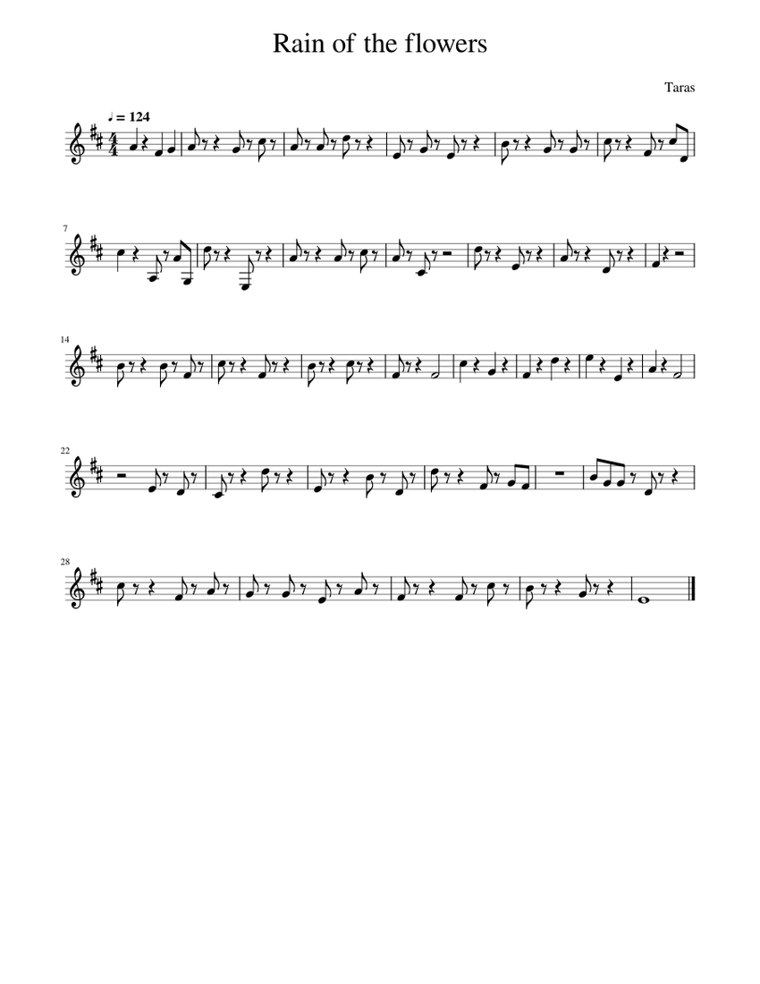 Rain of the flowers Sheet music for Piano (Solo) Easy | Musescore.com