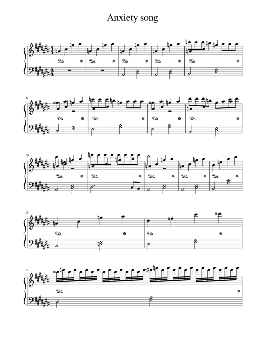 Anxiety song Sheet music for Piano (Solo) | Musescore.com