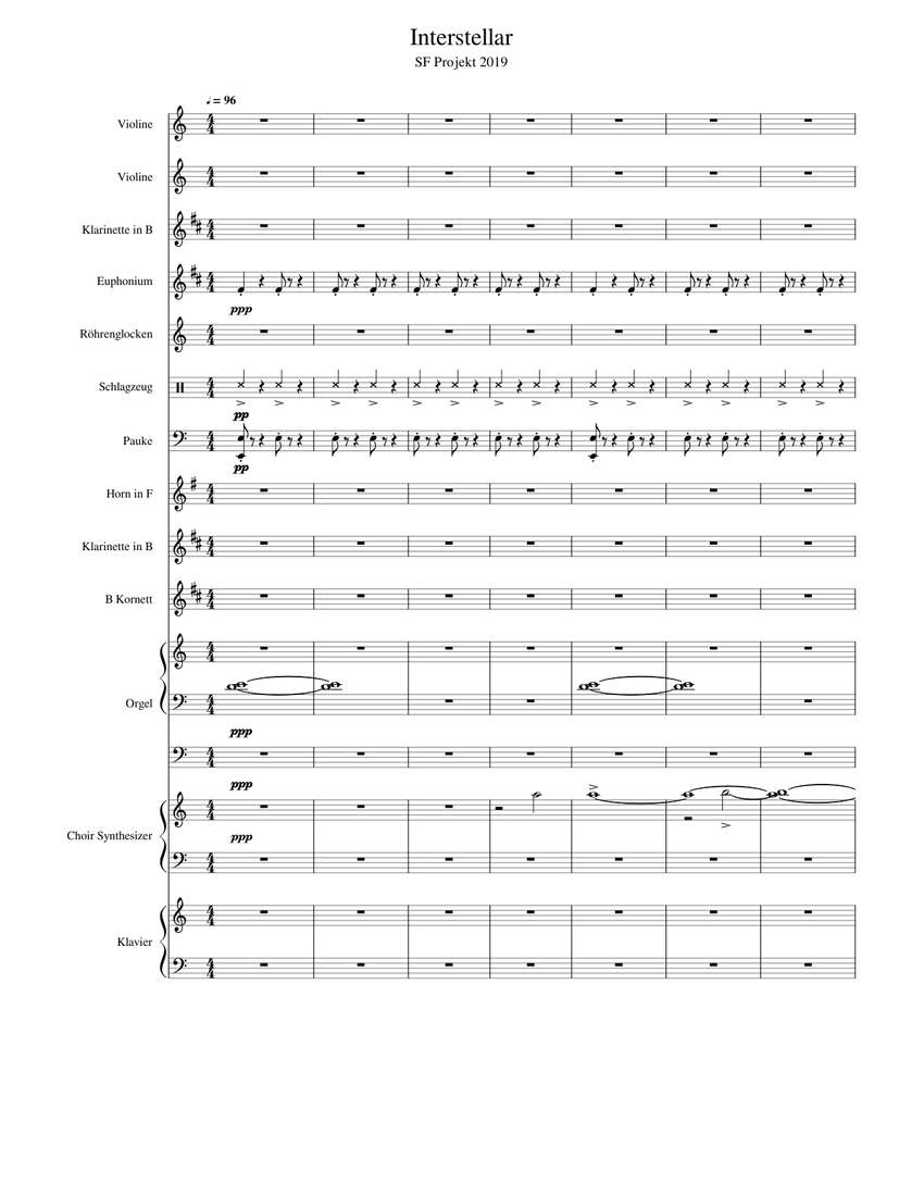 Interstellar Gesamtpartitur Sheet music for Piano, Organ, Cornet ...