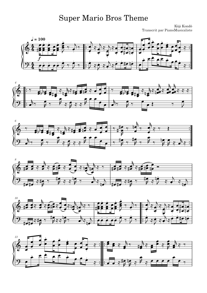Super Mario Bros Theme Sheet Music for Piano (Solo) | MuseScore.com
