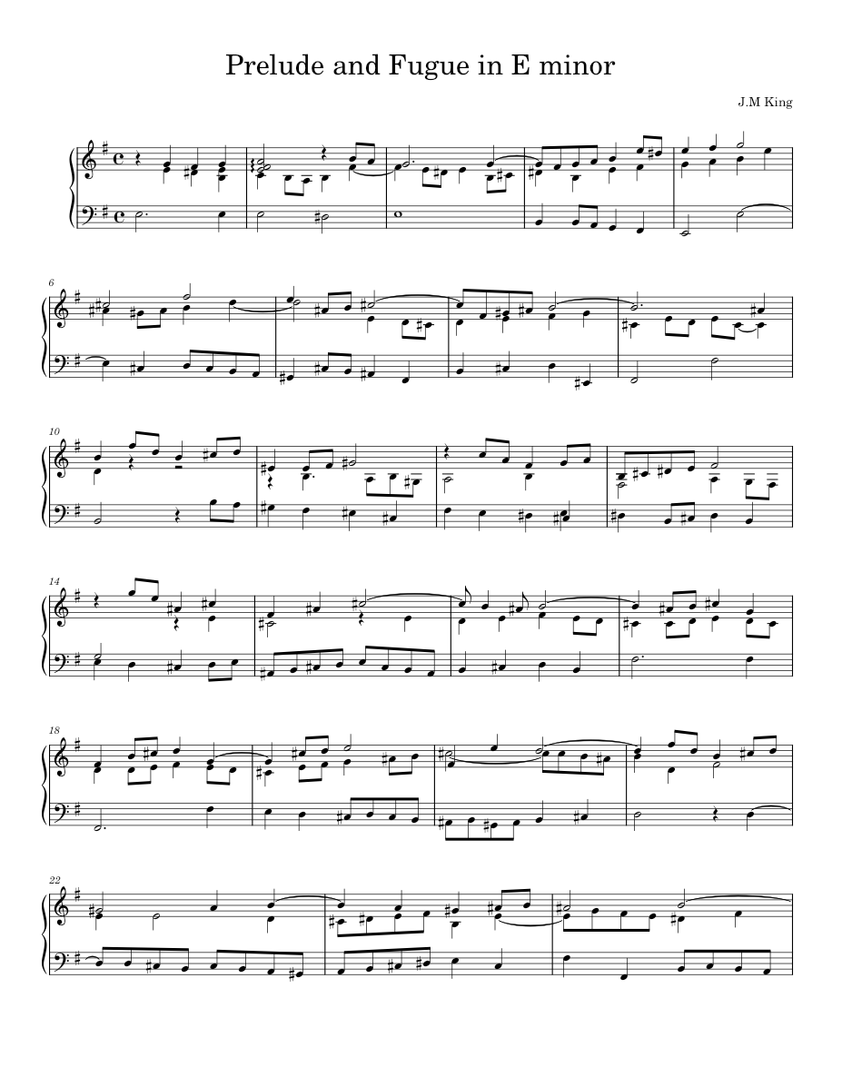 Fuga in E minor Sheet music for Piano (Solo) | Musescore.com
