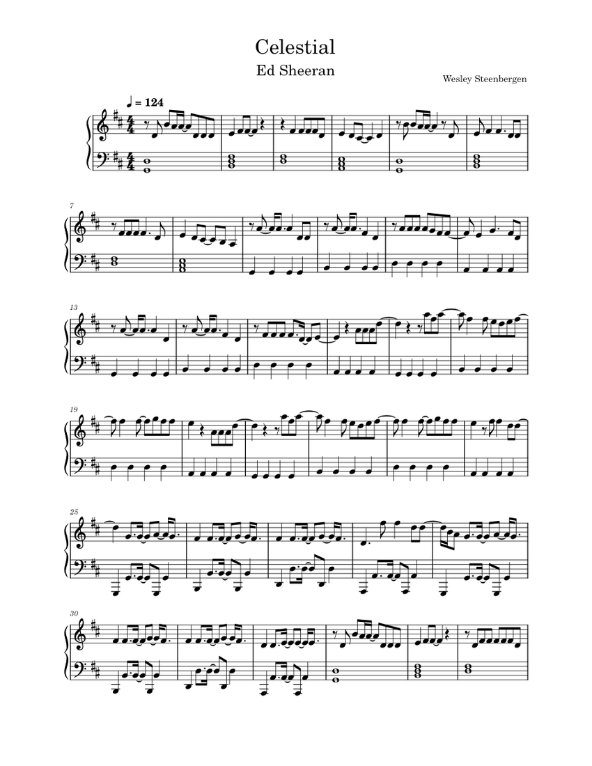 Celestial – Ed Sheeran Sheet music for Piano (Solo) Easy | Musescore.com