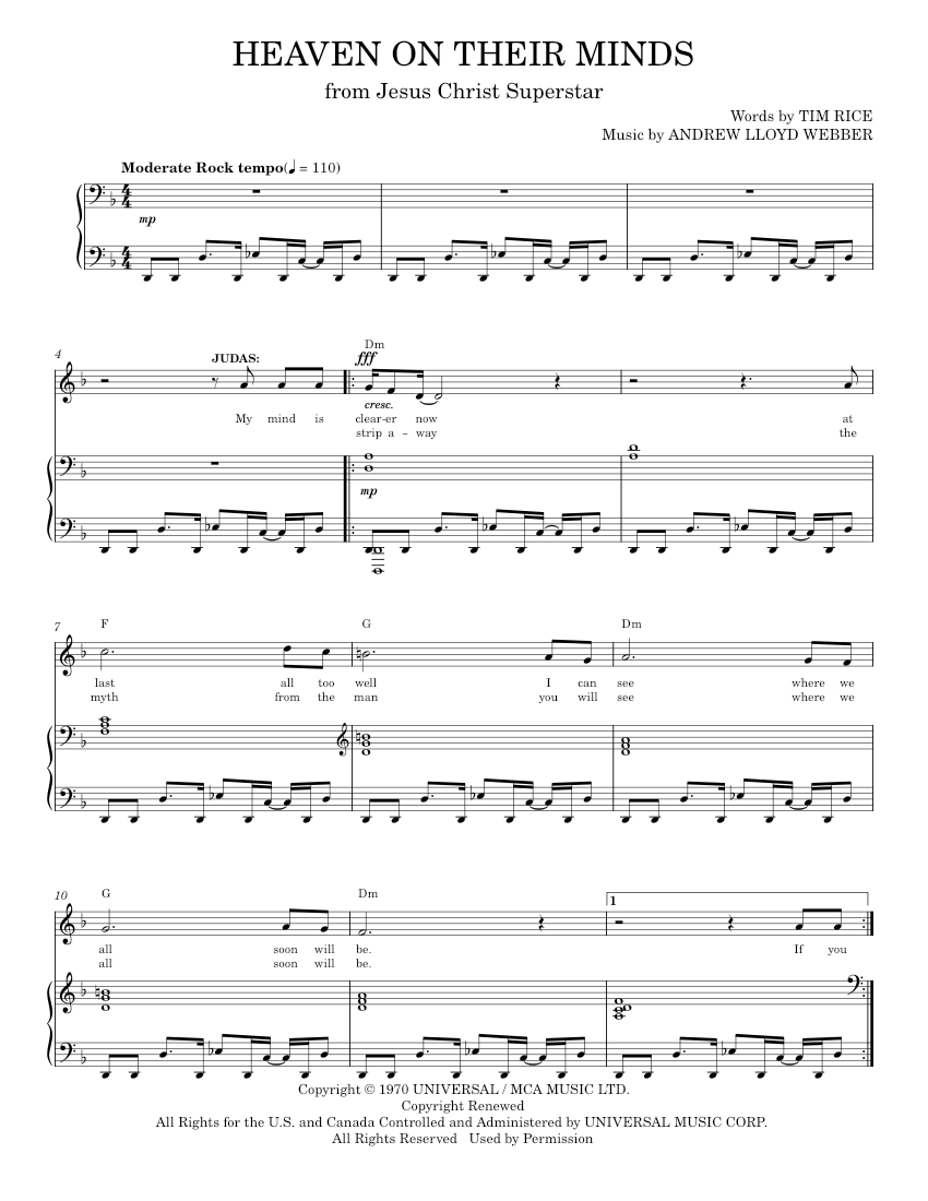 Play Official version of Heaven on their minds Sheet Music by Andrew ...