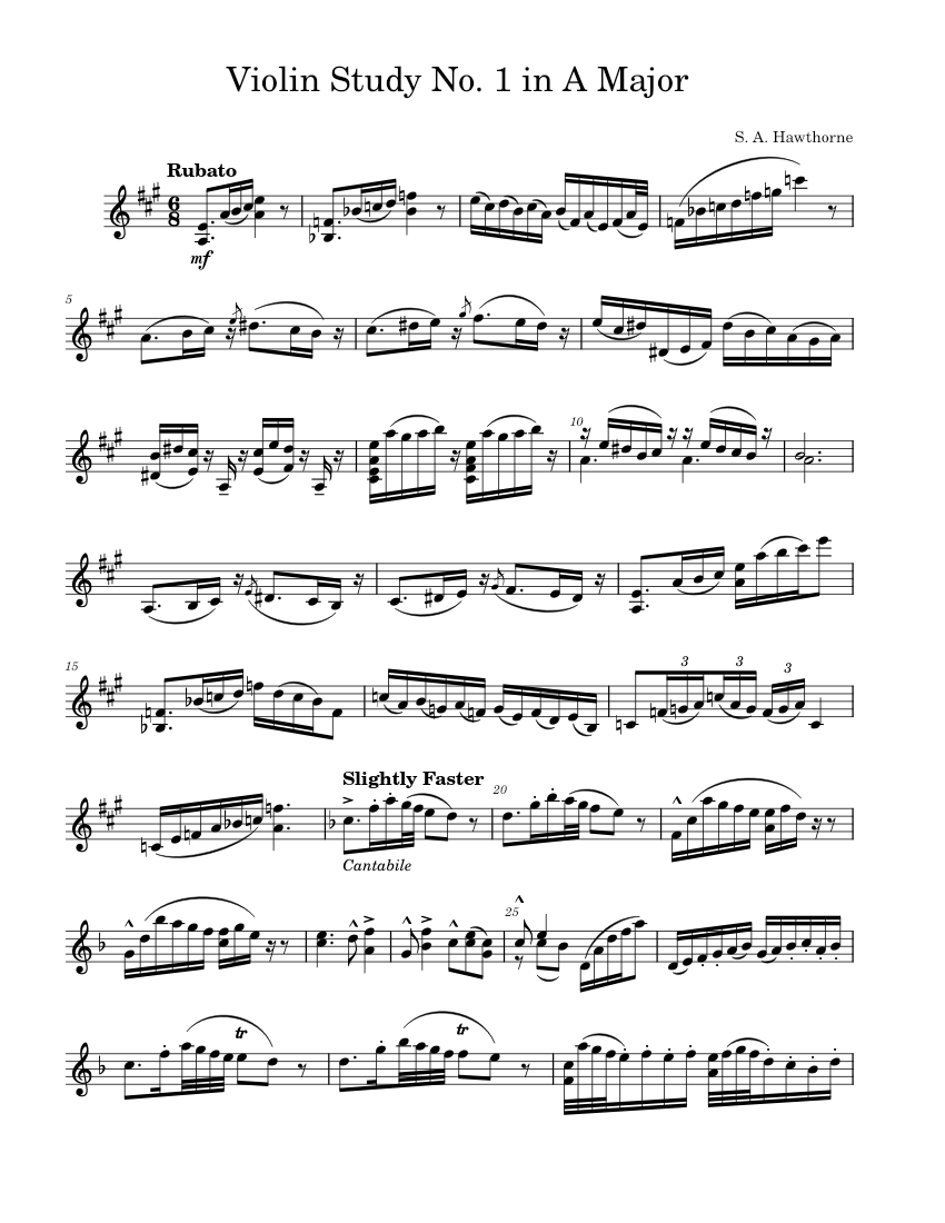 Violin Study in A Major Sheet music for Violin (Solo) | Musescore.com