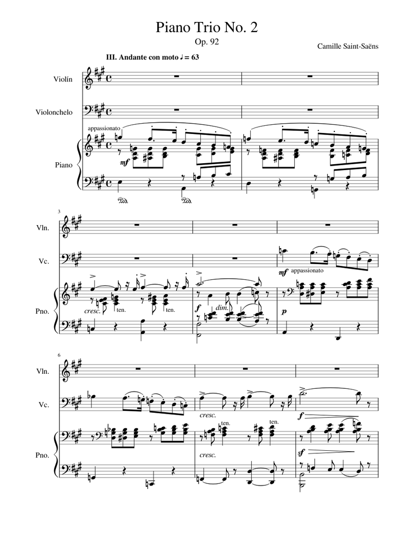 Piano Trio No. 2 Sheet music for Piano, Violin, Cello (Piano Trio ...